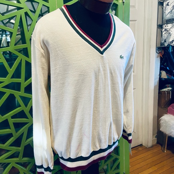 Lacoste | Sweaters | Izod Lacoste Vintage 8s Alligator Classic Vneck Tennis Sweater | Poshmark